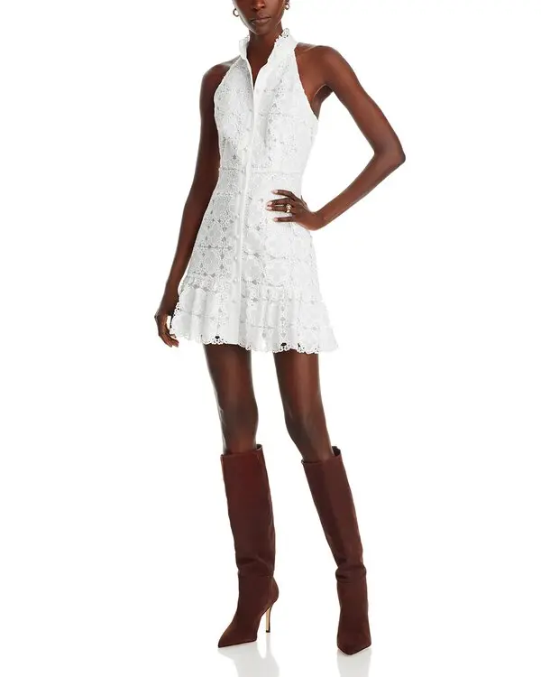 Lace Mini Shirt Dress - White