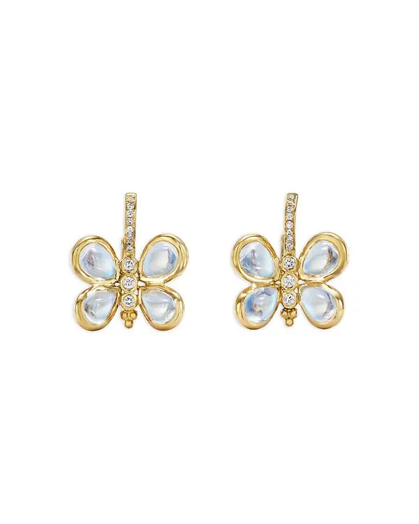 Temple St. Clair 18k Yellow Gold, Moonstone And Diamond Butterfly Earrings - Blue/gold