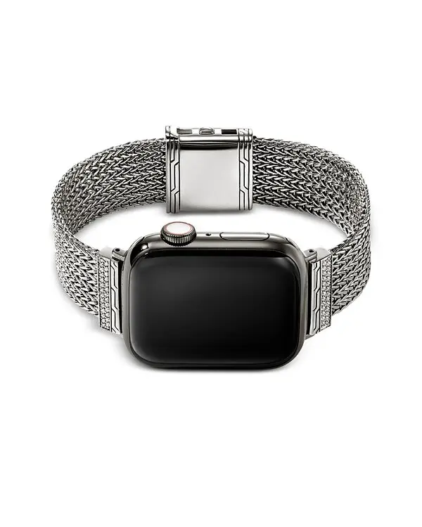 John Hardy Diamond Pave Sterling Apple Watch Bracelet - Silver