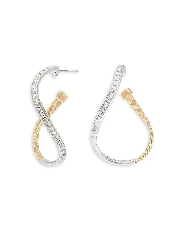 Marco Bicego 18k Gold And Diamond Marrakech Small Twist Hoop Earrings - White/gold