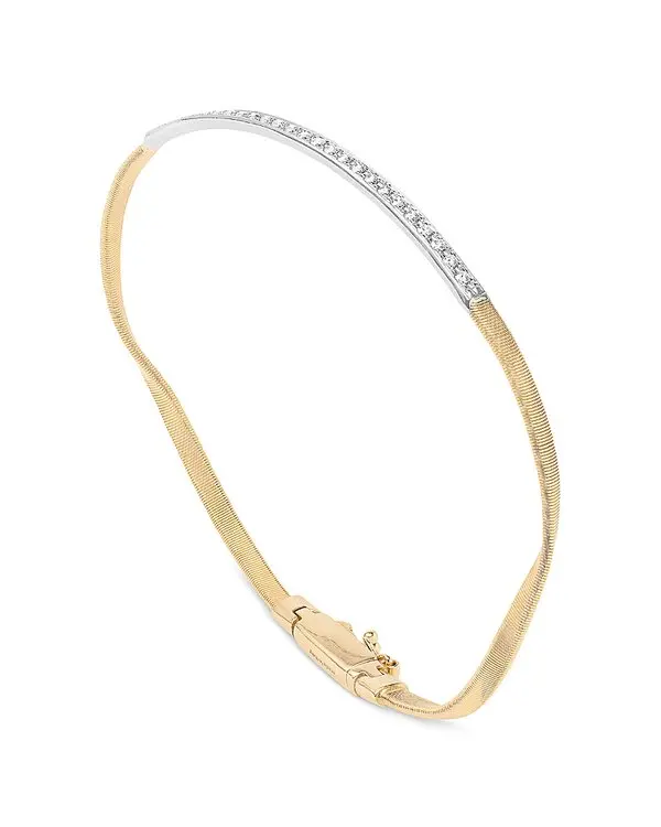 Marco Bicego 18k Gold And Diamond Twist Bangle - Gold/white