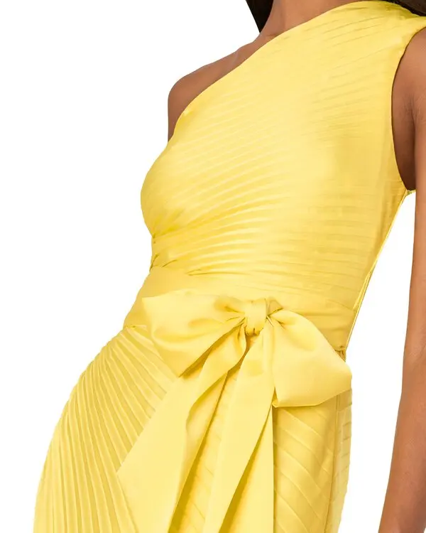 MILLY Estelle One Shoulder Pleated Gown