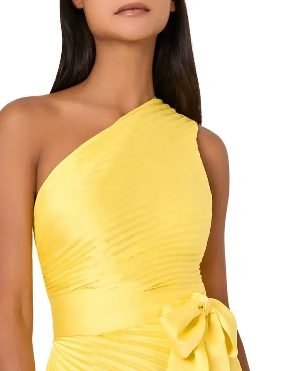 MILLY Estelle One Shoulder Pleated Gown