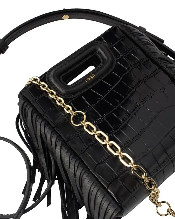 Maje M Fringe Leather Mini Bag