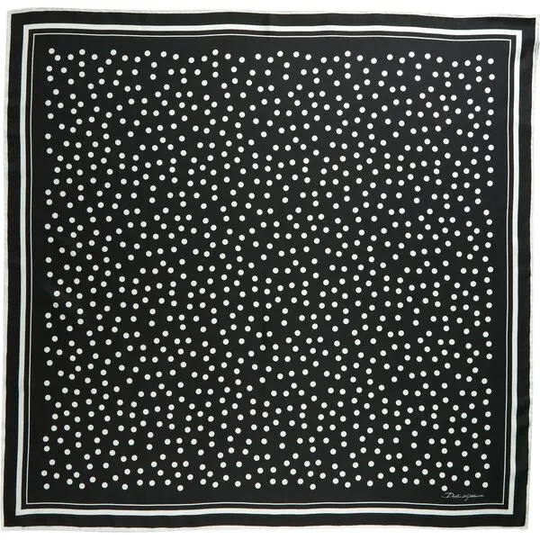 Dolce & Gabbana Polka Dot Silk Scarf - Nero