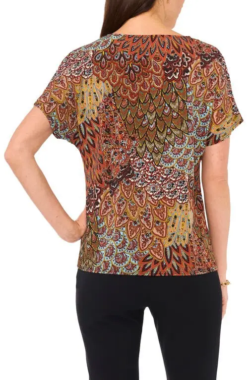 Chaus Paisley Print V-neck Top
