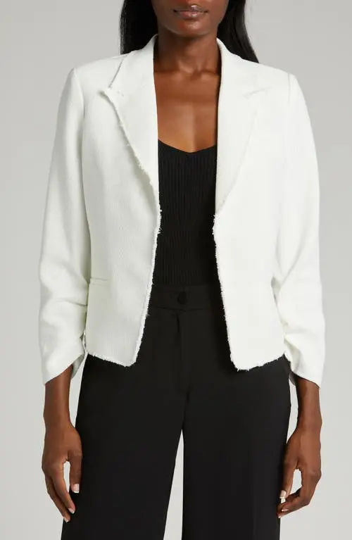 Halogen Raw Hem Crop Blazer - New Ivory