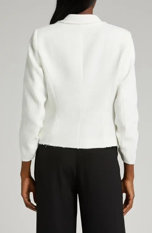 Halogen Raw Hem Crop Blazer - New Ivory