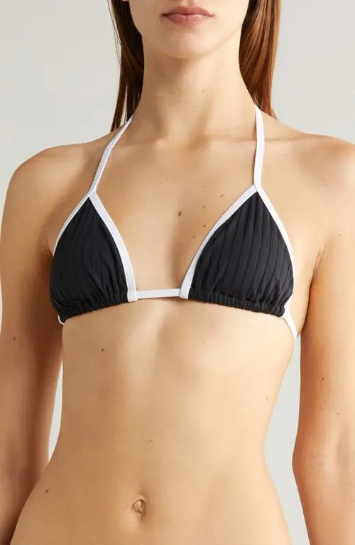 Solid & Striped Iris Rib Triangle Bikini Top - Blackout