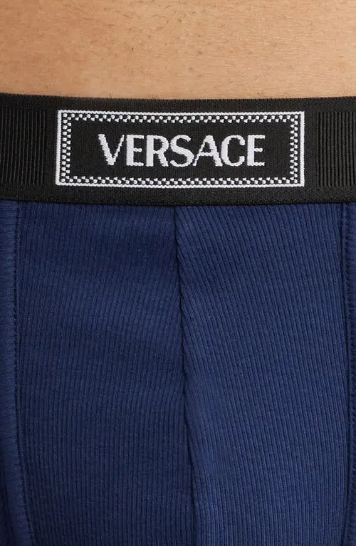 Versace 90s Logo Cotton Rib Trunks - Ink Blue