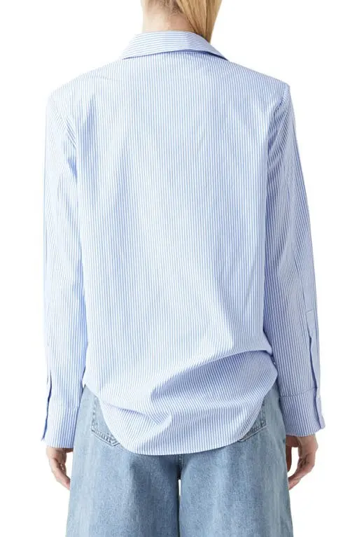 GREY LAB Power Shoulder Striped Button-up Shirt