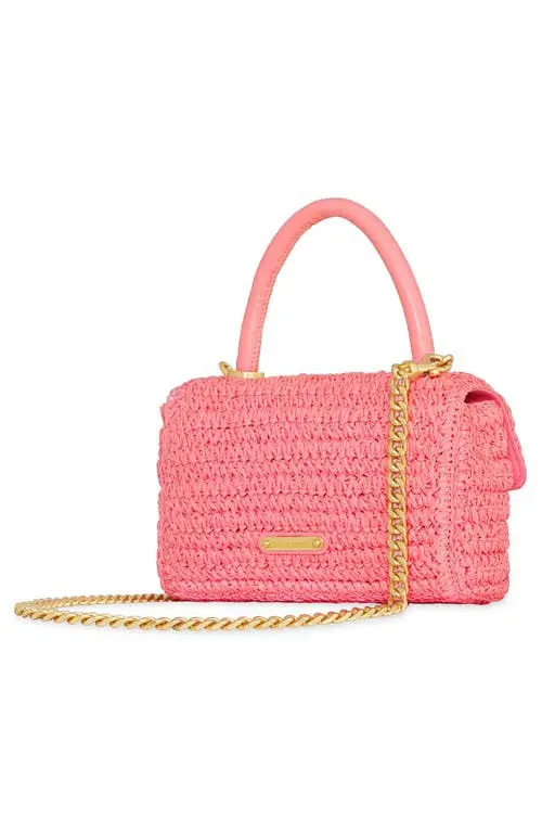 Rebecca Minkoff Edie Top Handle Straw Satchel Bag In Rose 65