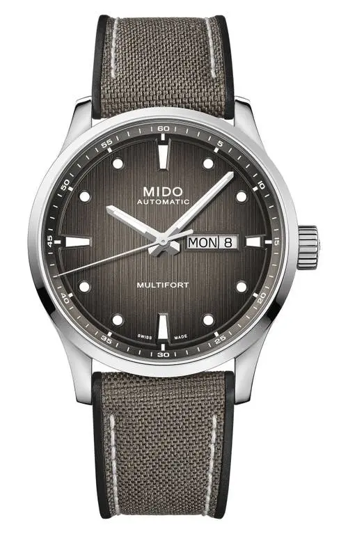 MIDO Multifort Automatic Fabric Strap Watch - Grey Gradient