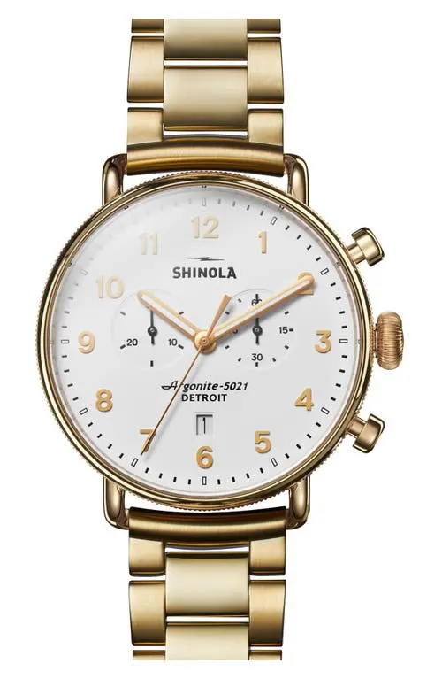 Shinola Canfield Bracelet Chronograph Watch - White