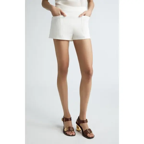 Max Mara Riad Stretch Drill Mini Shorts - White
