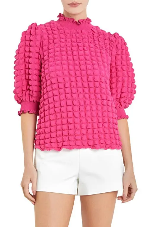 English Factory Textured Mock Neck Top - Pink