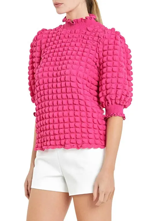 English Factory Textured Mock Neck Top - Pink