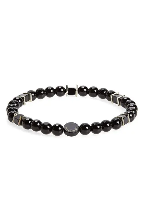 Caputo & Co Square Beaded Stretch Bracelet - Black Onyx