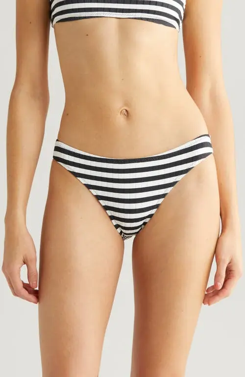 Solid & Striped Elle Stripe Bikini Bottom - Blackout X Marshmallow