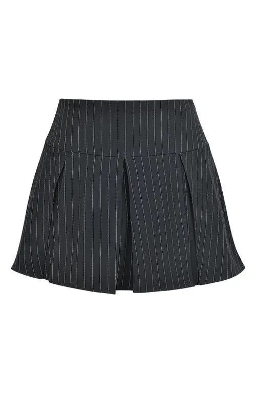 MISTRESS ROCKS Pinstriped Pleated Miniskirt - Black
