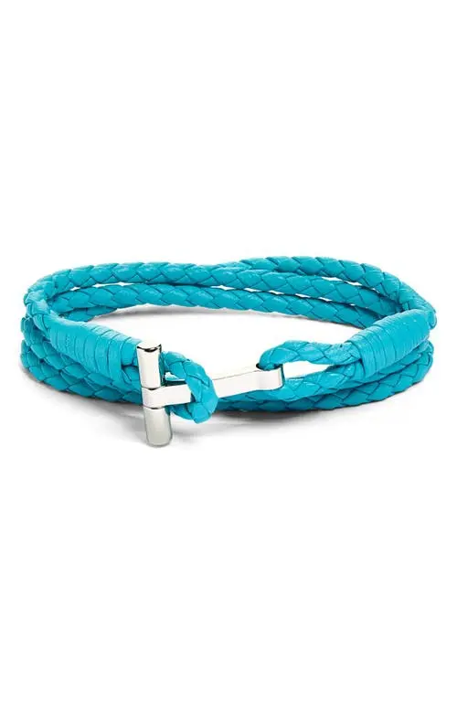 TOM FORD Braided Leather Bracelet - Aqua Blue