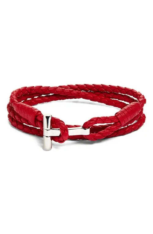 TOM FORD Braided Leather Bracelet - Scarlet