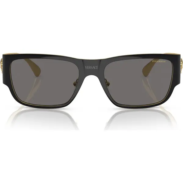 Versace 56mm Polarized Square Sunglasses - Black