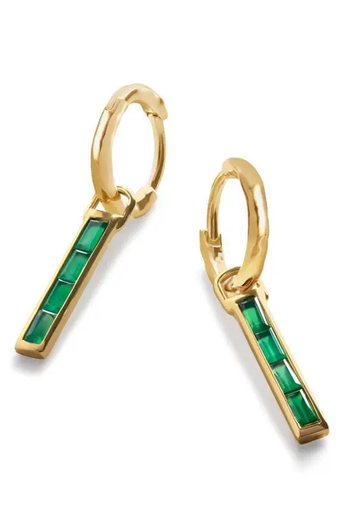 Monica Vinader Set Of 2 Mini Baguette Green Onyx Earring Charms - 18ct Gold Vermeil / Green Onyx