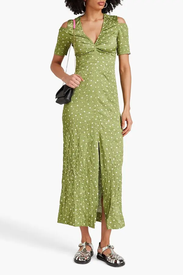 italian midi dresses Italian Summer Tie Neck Midi Dress Olive