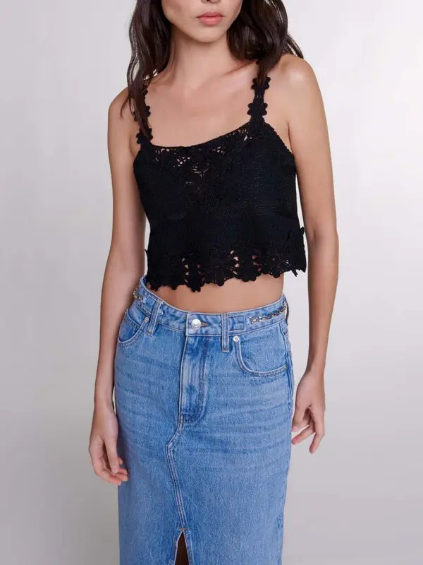 Maje Guipure Crop Top