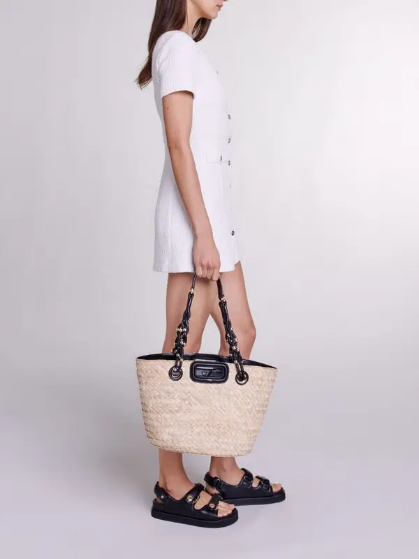 Maje Short Tweed-effect Dress With Square Neckline