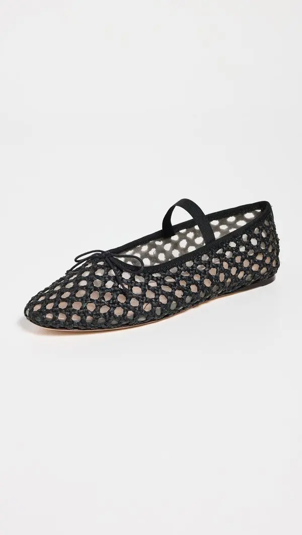 LOEFFLER RANDALL Leonie Raffia Ballet Flats - Black