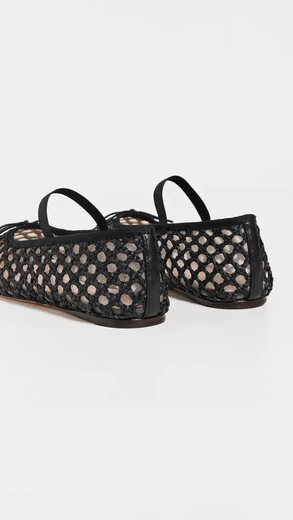 LOEFFLER RANDALL Leonie Raffia Ballet Flats - Black