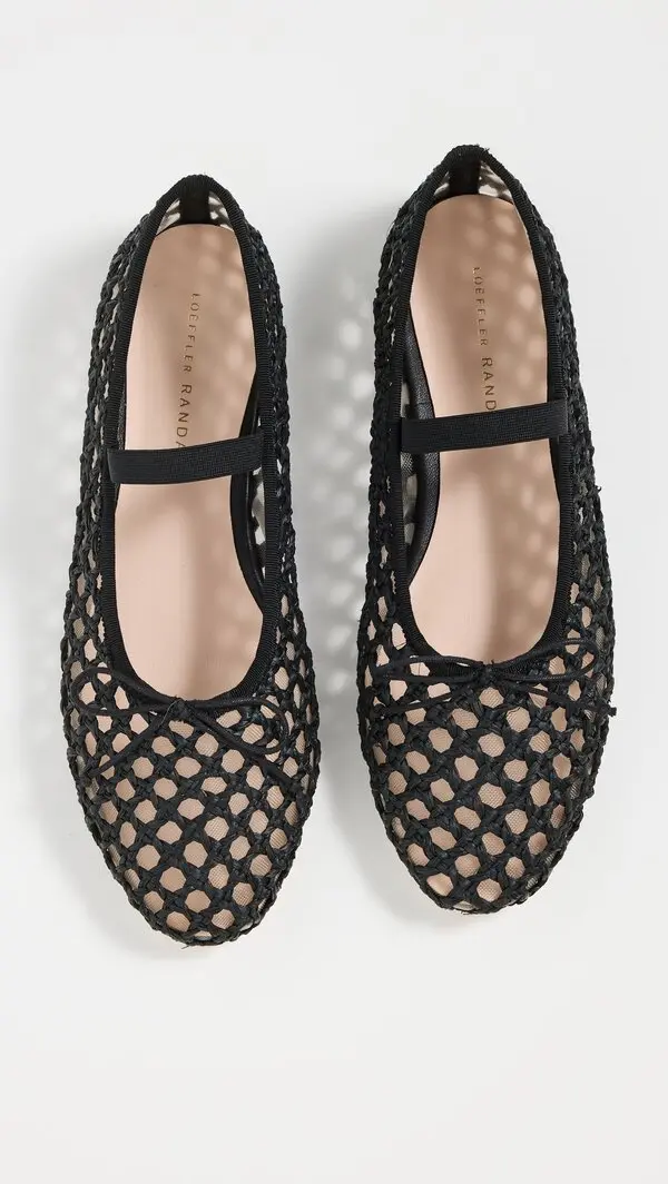 LOEFFLER RANDALL Leonie Raffia Ballet Flats - Black