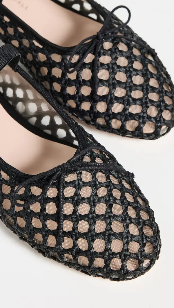 LOEFFLER RANDALL Leonie Raffia Ballet Flats - Black