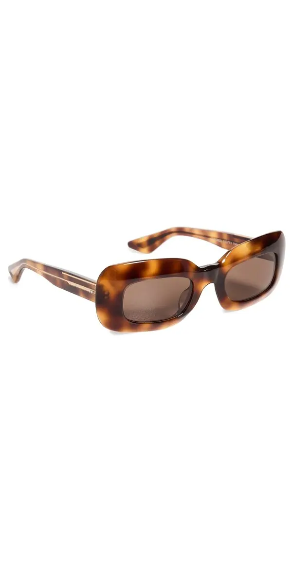 Oliver Spencer X Khaite 1966c Rectangular Sunglasses - Dark Mahogany