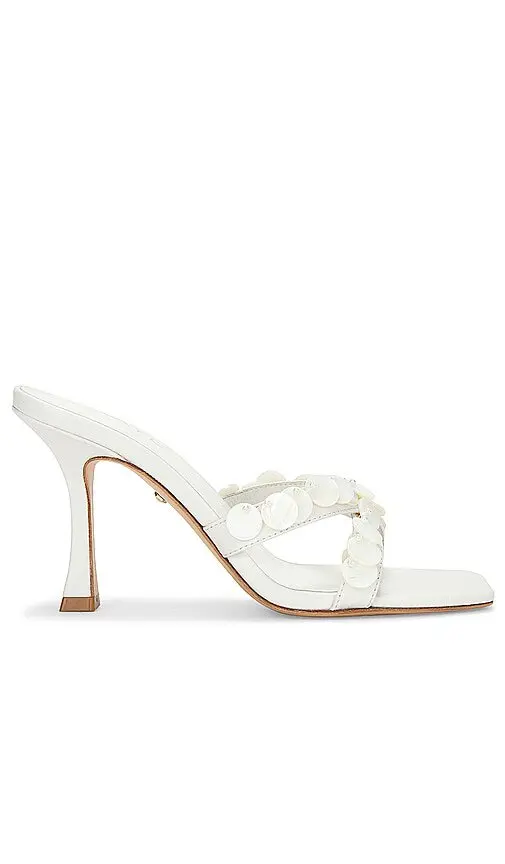 Raye Perla Mule With Pearlescent Discs And Spool Heel