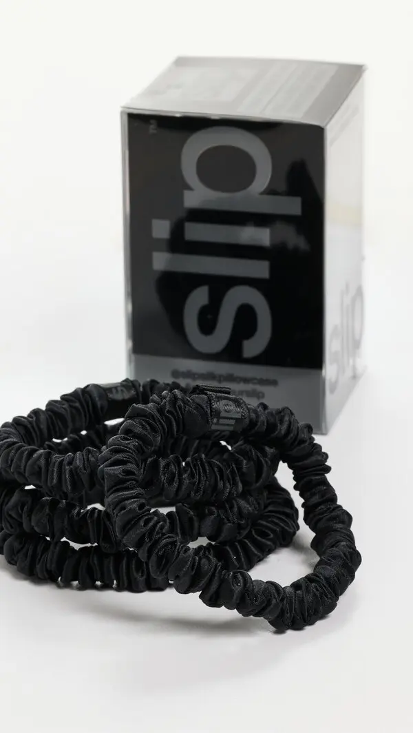 Slip Skinny Silk Scrunchies Set Of 4 - Black