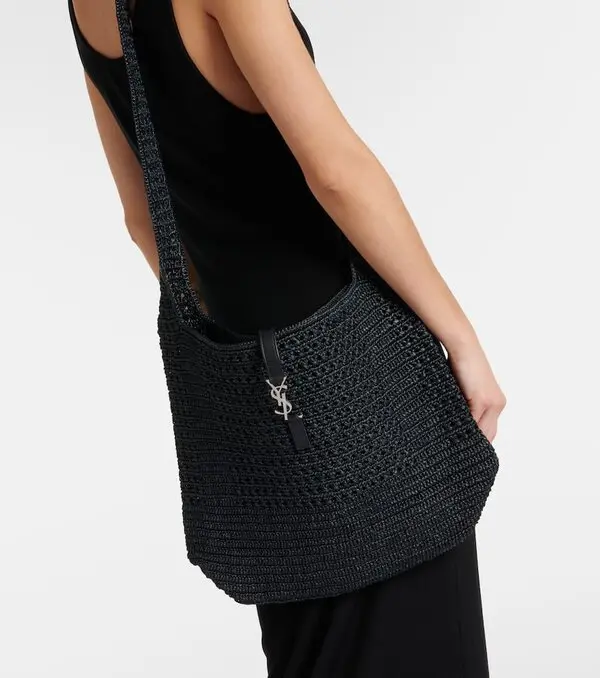 Saint Laurent Le 5 À 7 Medium Raffia Shoulder Bag