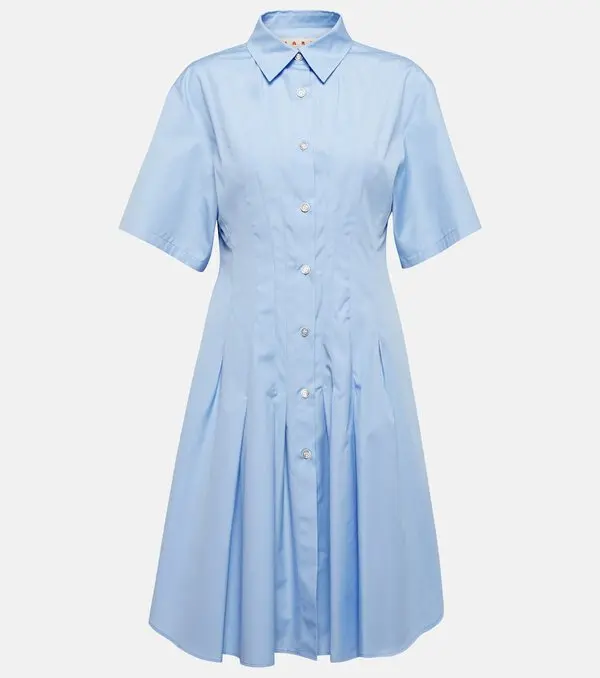 Marni Cotton Poplin Shirt Dress - Blue
