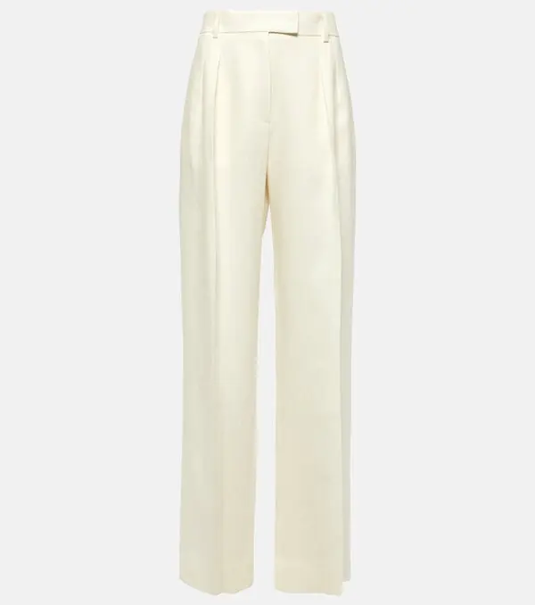 THE ROW Antone High-rise Wide-leg Linen Pants - White
