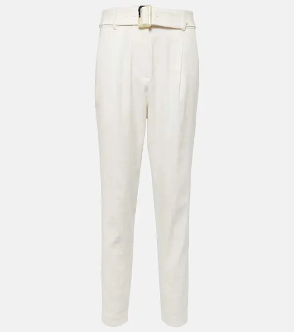 Veronica Beard High-rise Tapered Linen-blend Pants