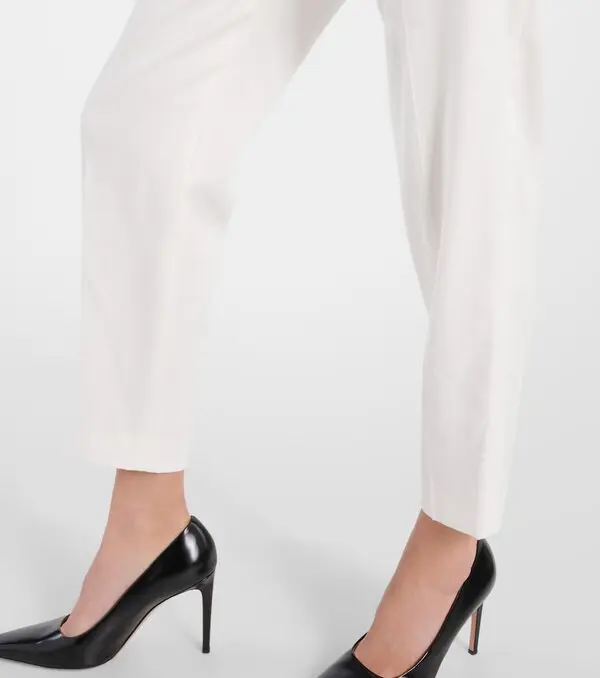 Veronica Beard High-rise Tapered Linen-blend Pants