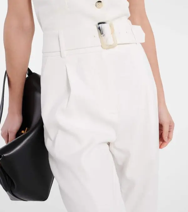 Veronica Beard High-rise Tapered Linen-blend Pants