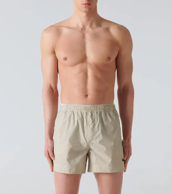 Zegna Striped Swim Trunks - White