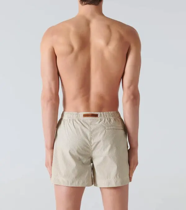 Zegna Striped Swim Trunks - White