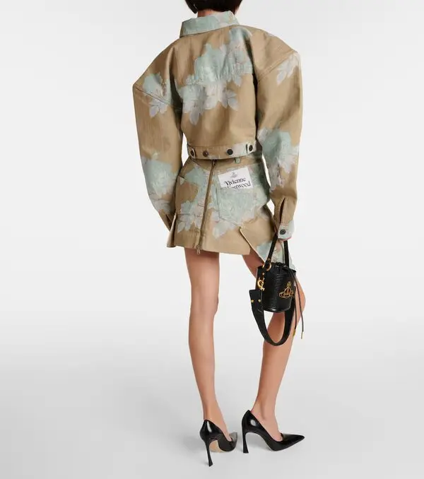 Vivienne Westwood Floral Cropped Denim Jacket In Green - 30% Off