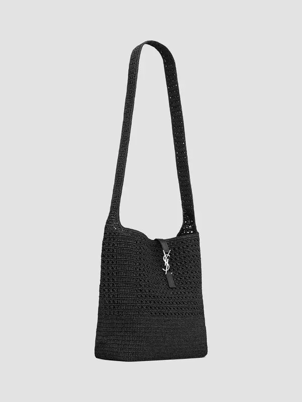 Saint Laurent Le 5 À 7 Raffia Crochet Tote