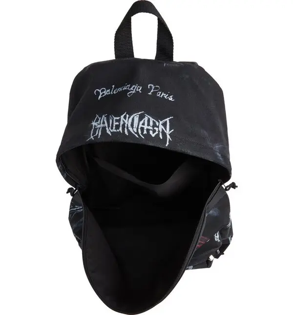 Balenciaga Explorer Metal Graffiti Canvas Backpack - Black