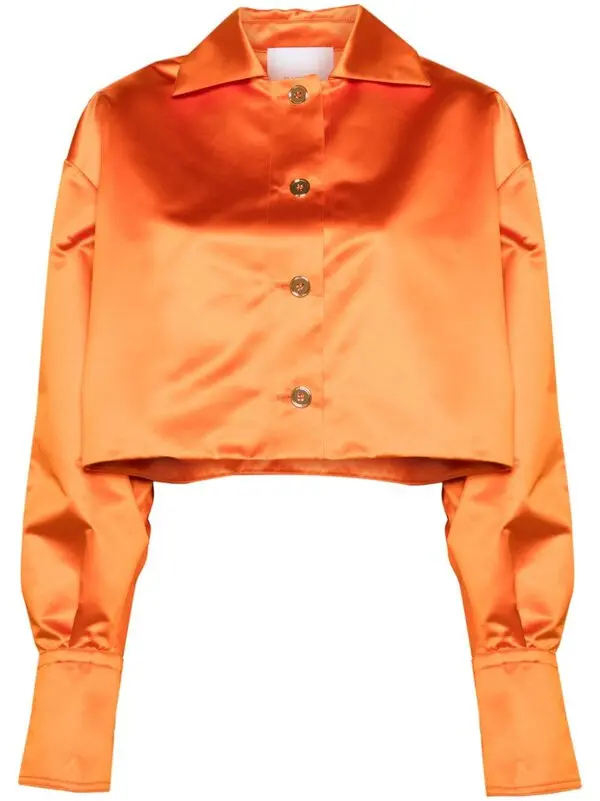 PATOU Cropped Satin Shirt Jacket - Orange